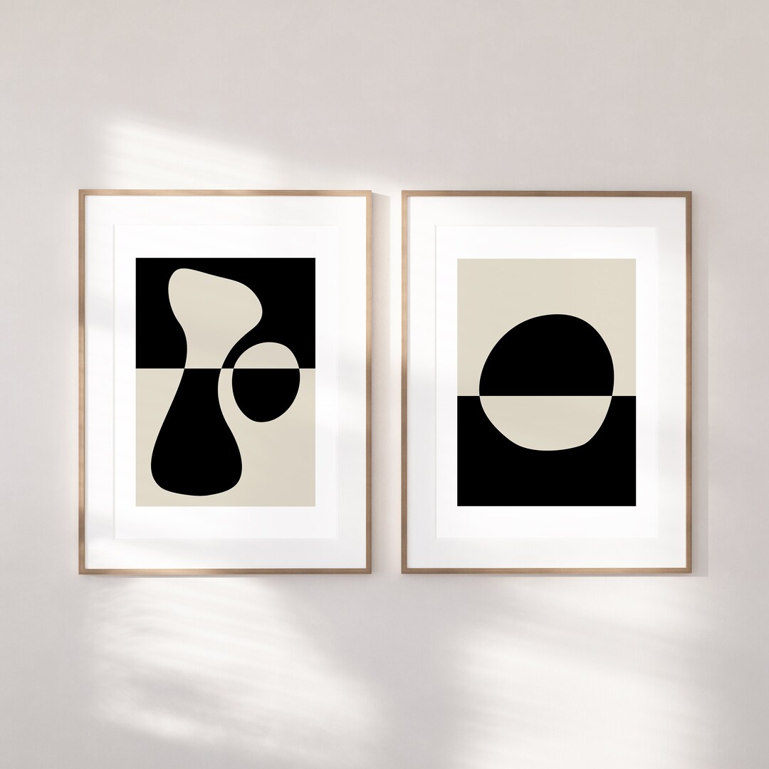 Modern Neutral Poster Set,contemporary Wall Art ,black Beige Poster ...