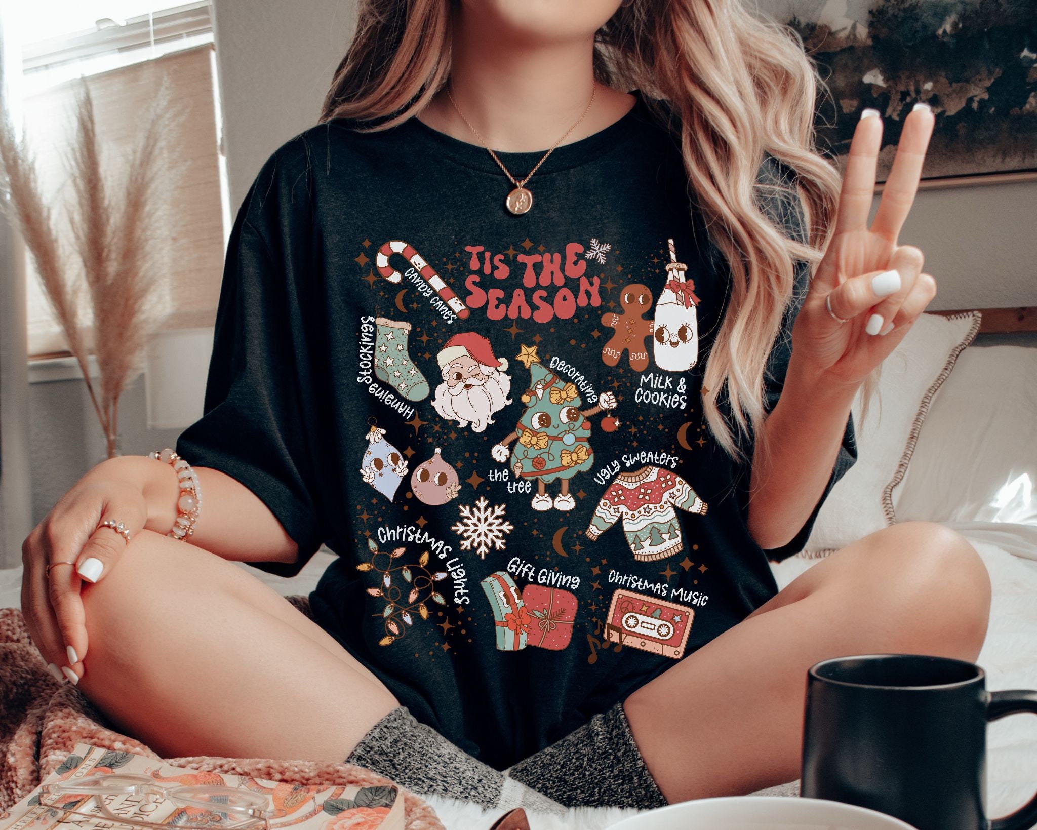 Retro Christmas Shirt Christmast T Shirt Cute Santa Christmas - Etsy