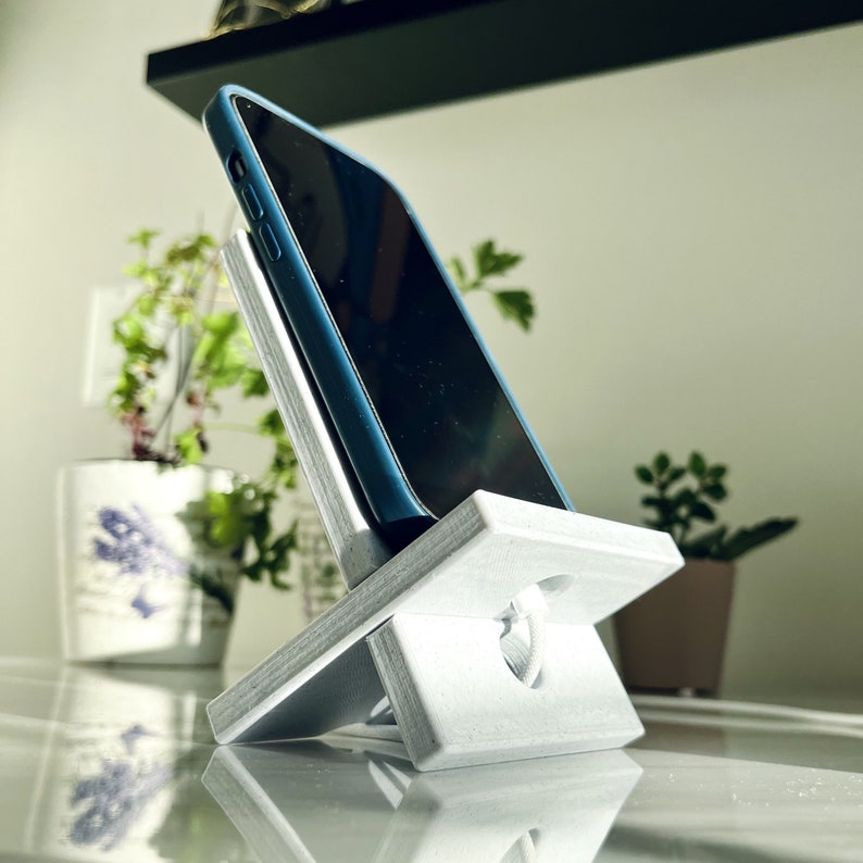 3D Printed Phone Stand | Minimalist Design With Cable Management - Etsy