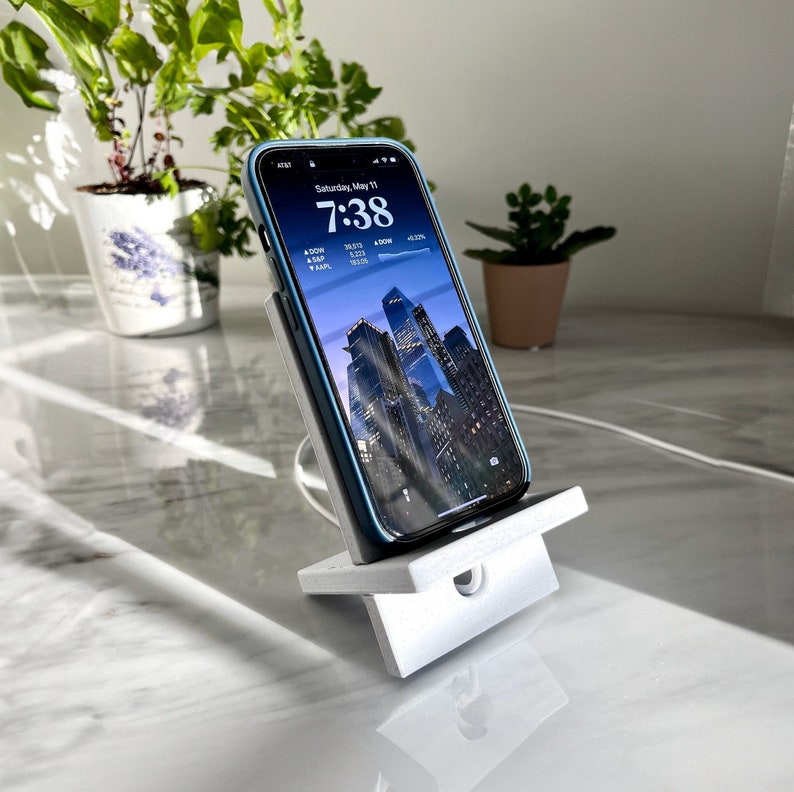 3D Printed Phone Stand | Minimalist Design With Cable Management - Etsy
