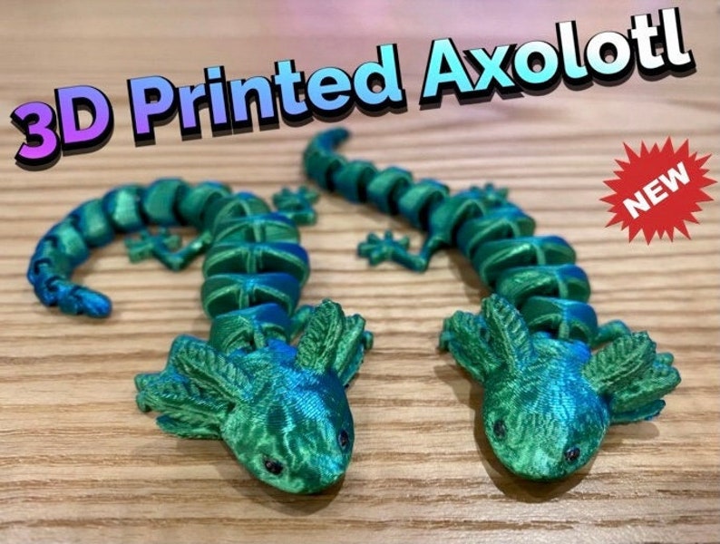 3D Printed Axolotl Articulated Dual Color 3D Printed Cute - Etsy