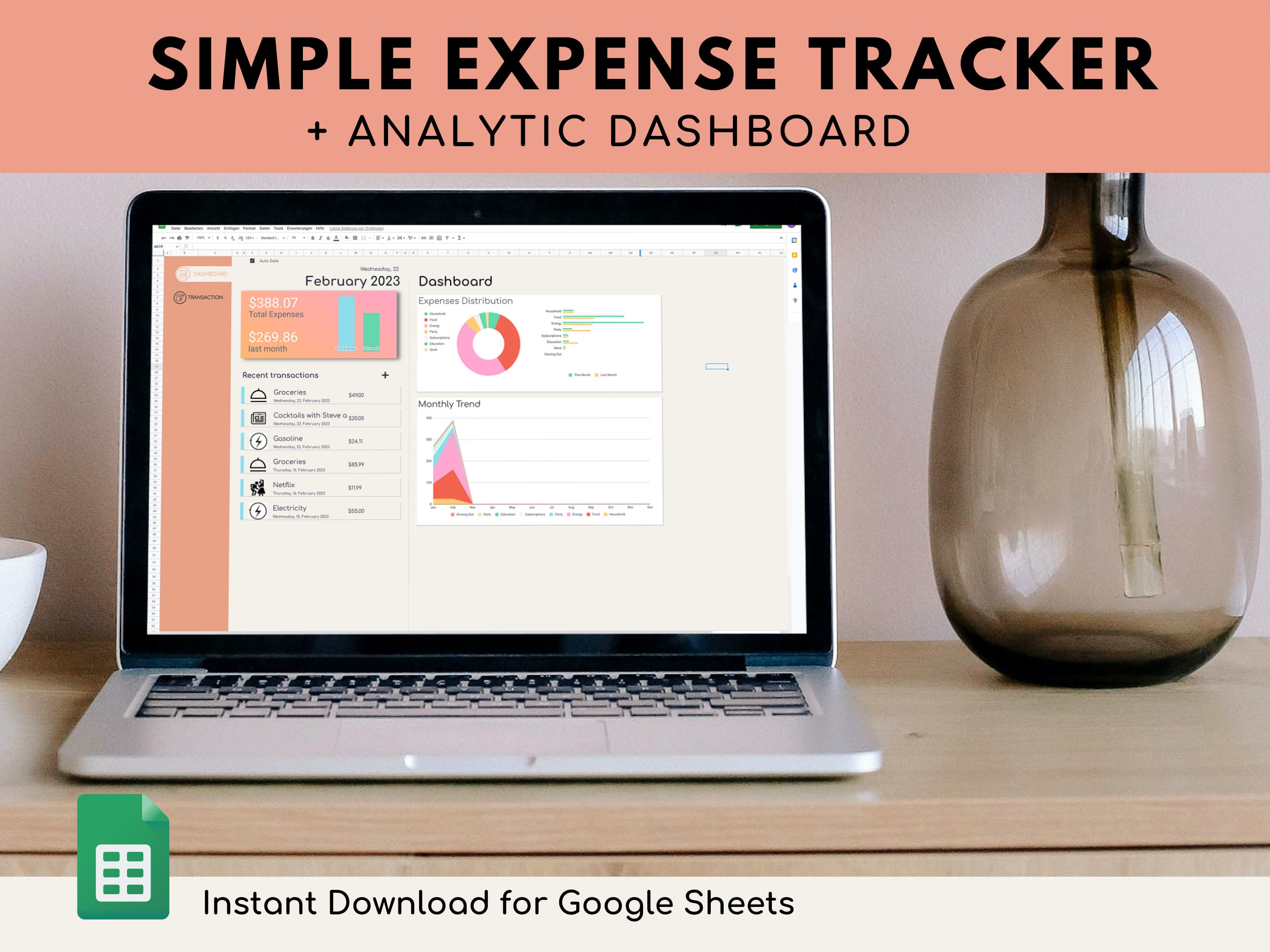 Simple Expense Tracker With Analytic Dashboard - Etsy