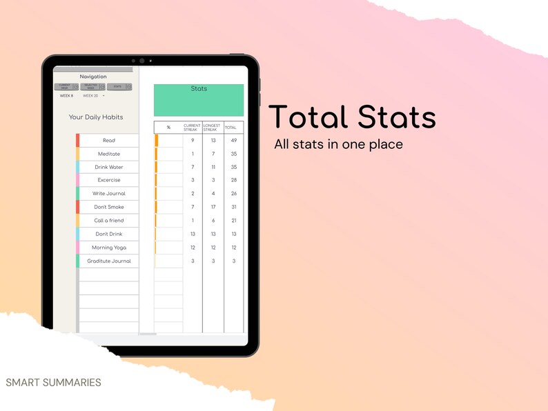 365 Days Habit Tracker Spreadsheet ADHD Colorblock Design Simple and ...