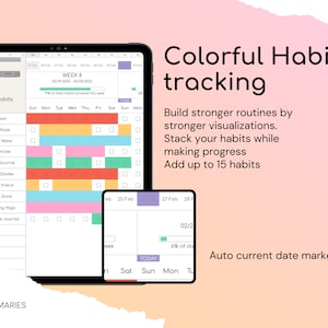 365 Days Habit Tracker Spreadsheet ADHD Colorblock Design Simple and ...