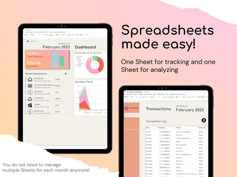Simple Expense Tracker With Analytic Dashboard - Etsy