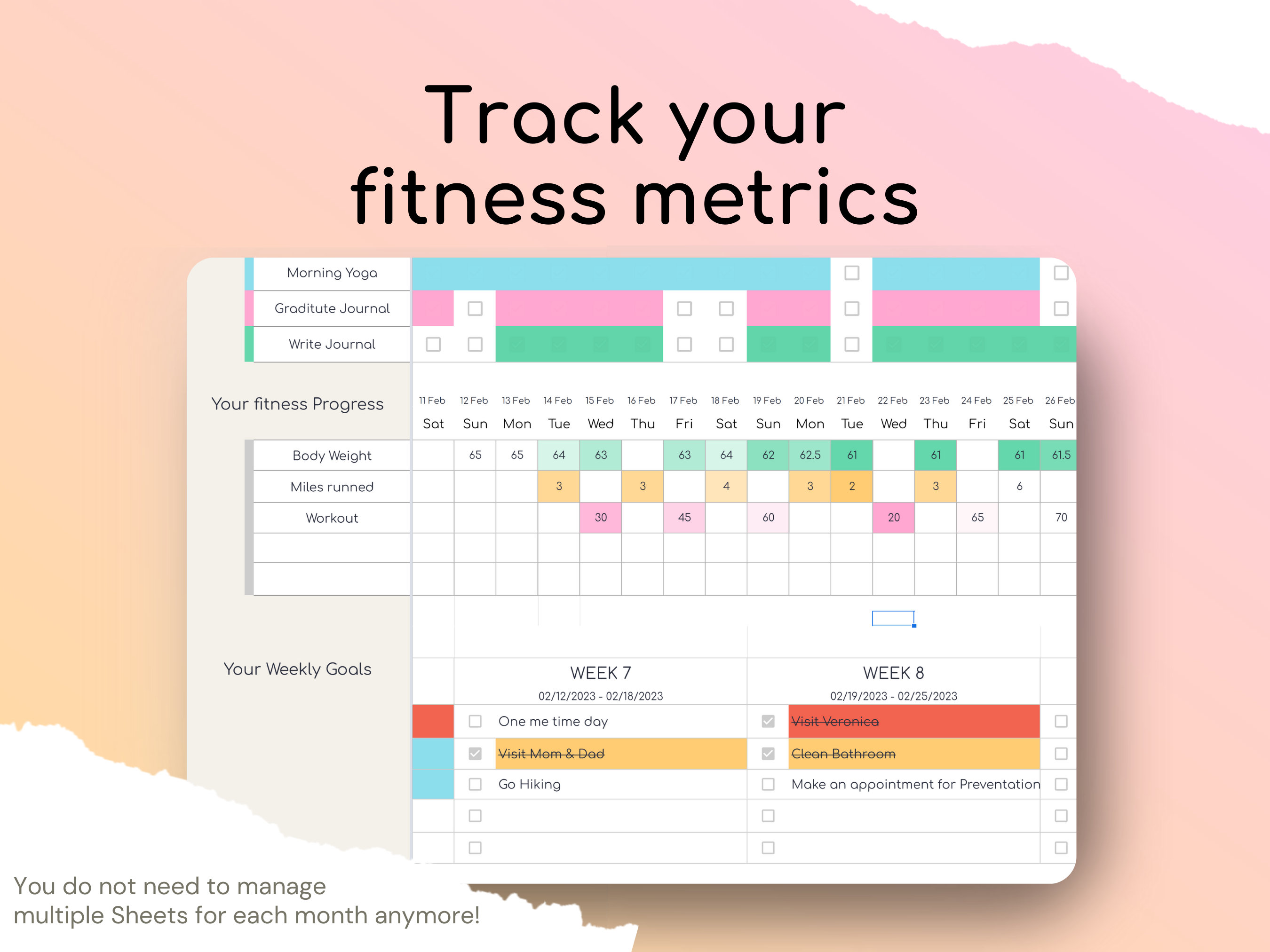 Habit + Fitness Tracker Spreadsheet | 365 Days ADHD Colorblock Design ...