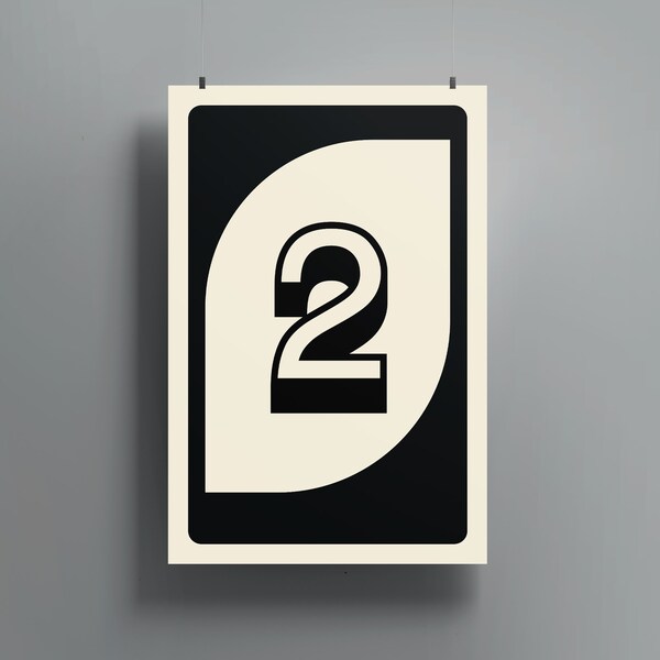 Retro UNO Card Game Poster .: UNO 2 in a Bold Font. Mid Century Modern ...