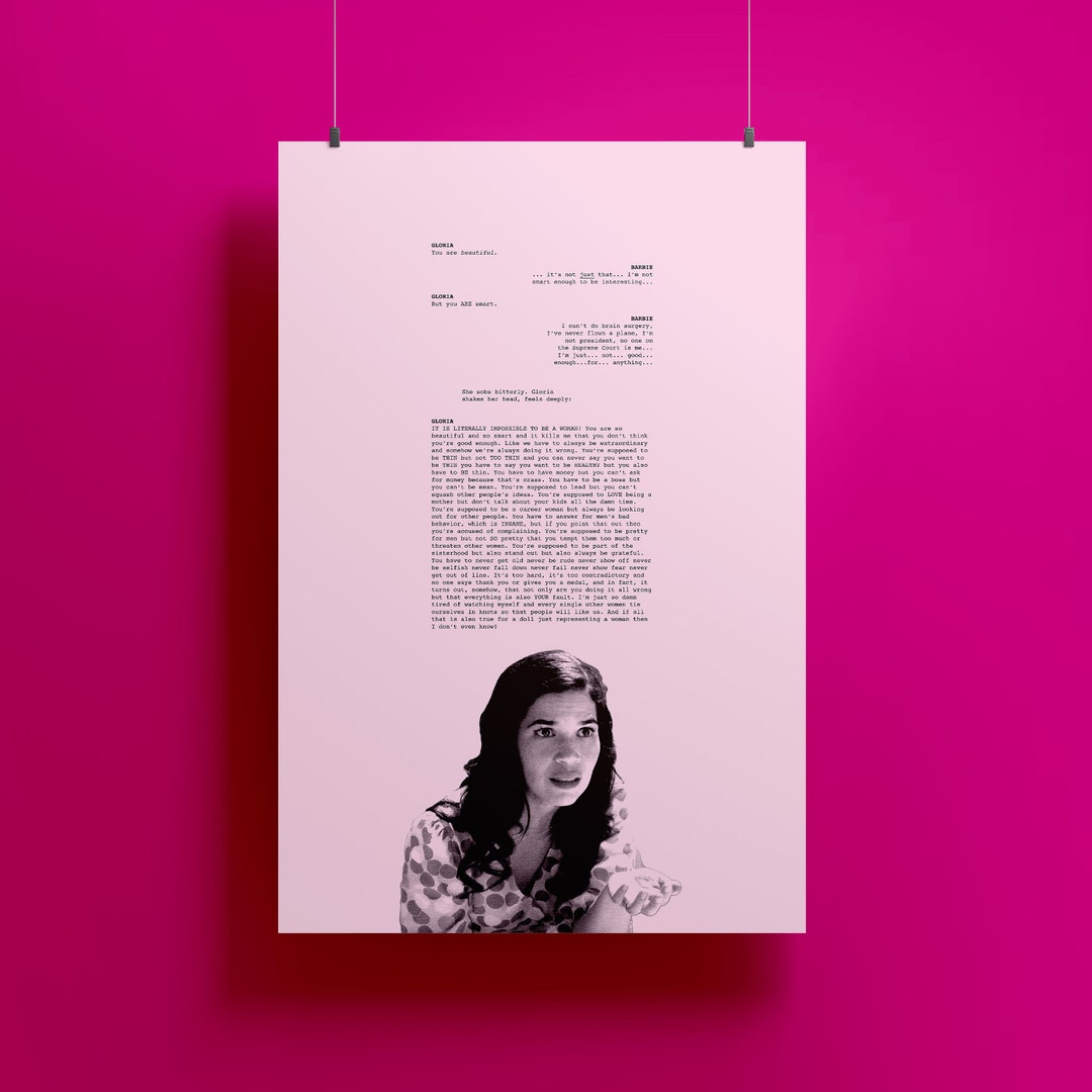 Barbie Movie Screenplay Poster .: Retro Wall Art Featuring Gloria's ...