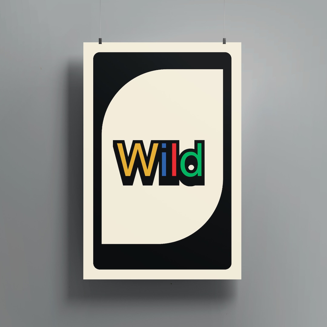 UNO Card Game Poster wild Art .: Retro Art Print Featuring Black UNO ...