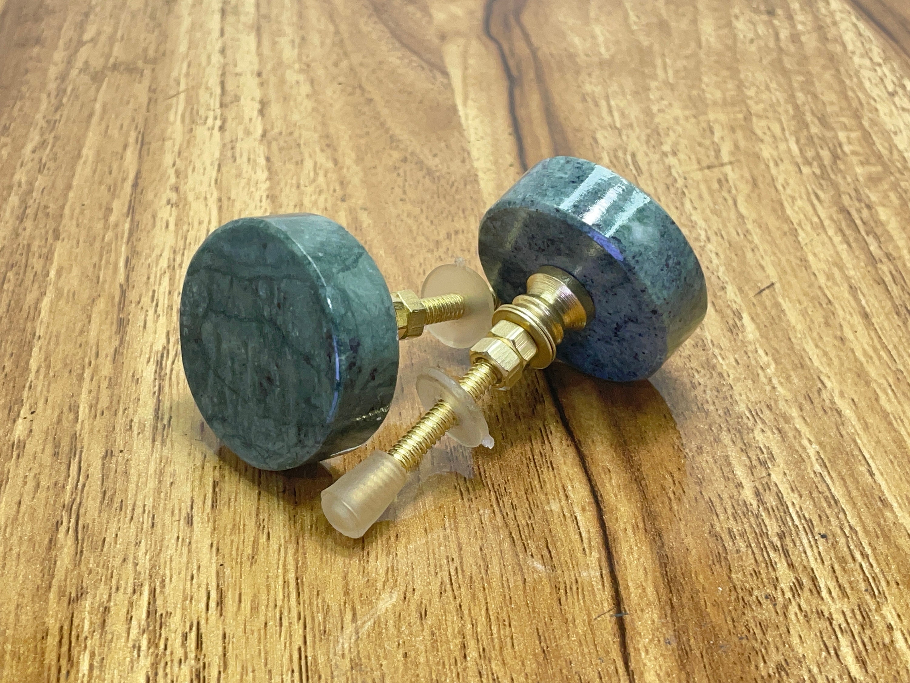 Jade Round Stone Door Knob / Solid Marbled Grey Green Circular Stone ...