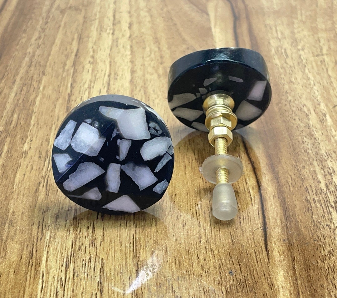 Terrazzo Door Knob / Stone Cabinet Knob / Colored Stone Door Knob Handle / Cupboard Knob Handle ...