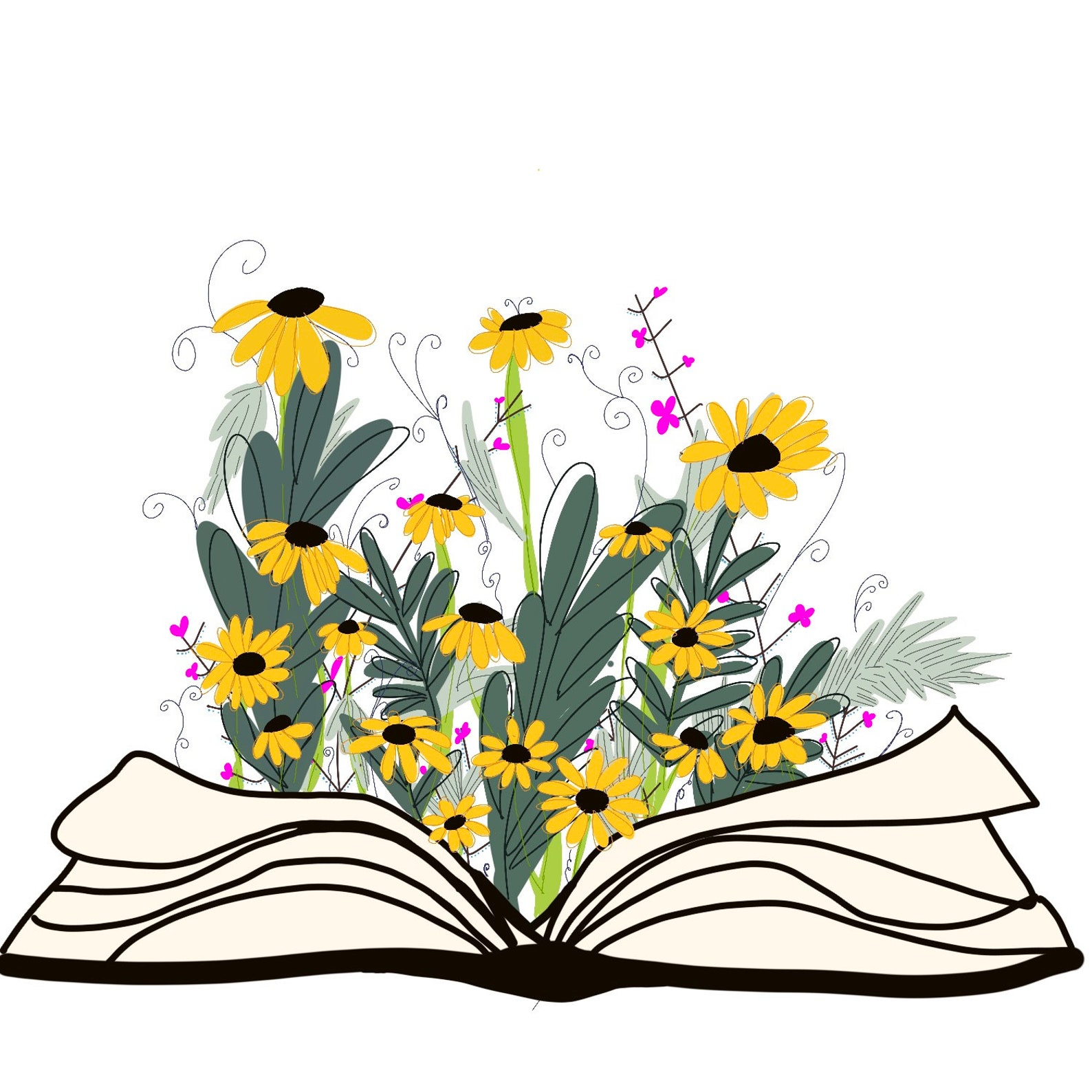 Book With Flowers - Etsy