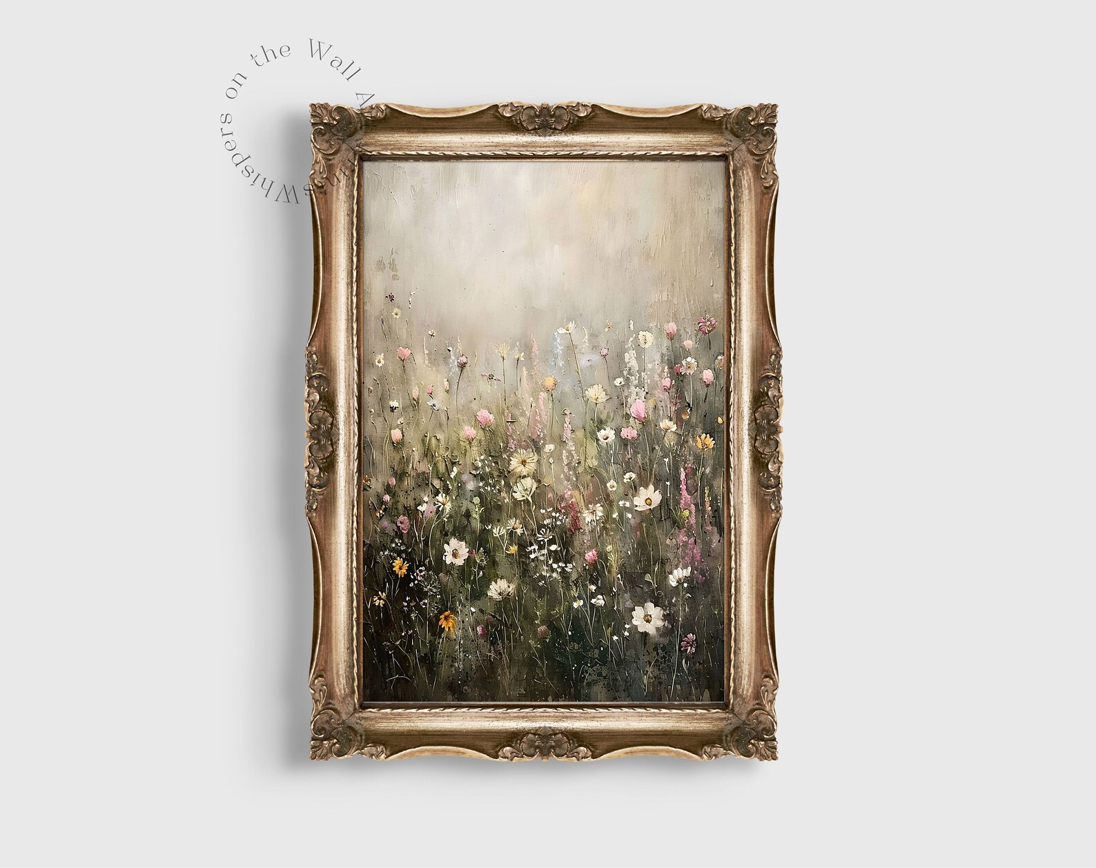 Wildflower Landscape Painting Muted Spring Wall Art Moody Digital Art ...