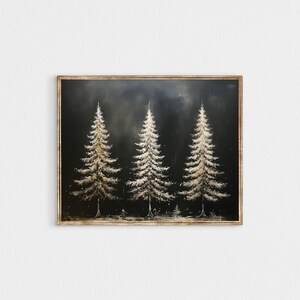 Rustic Gothic Christmas Wall Art Print Winter Pinetree Holiday Decor ...