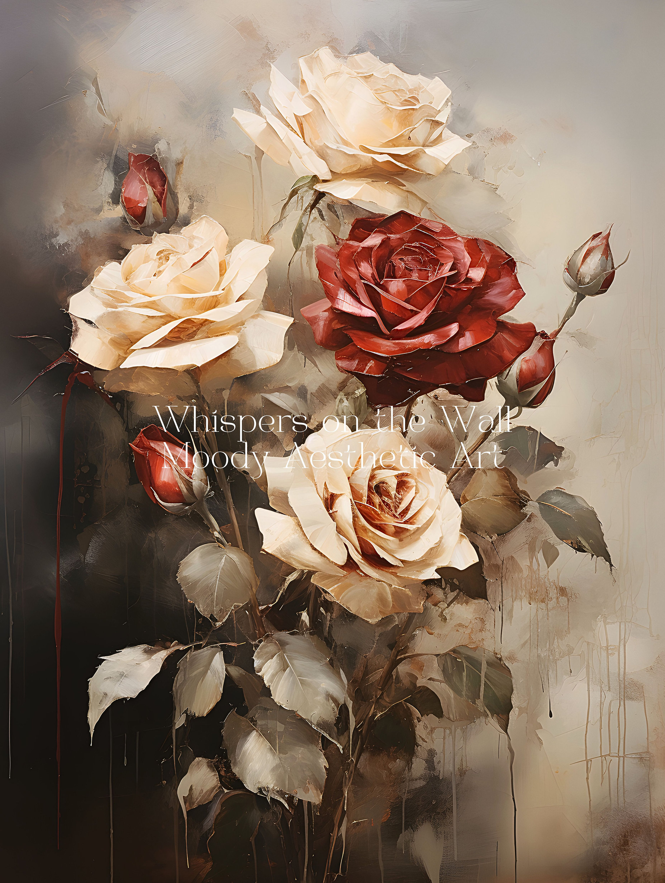 Romantic Gothic Roses Wall Art Print Vintage Floral Oil - Etsy