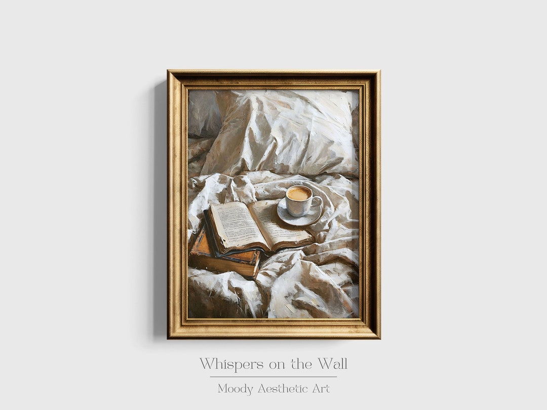 Morning Coffee Art Print, Neutral Printable Wall Art, Moody Digital Art ...