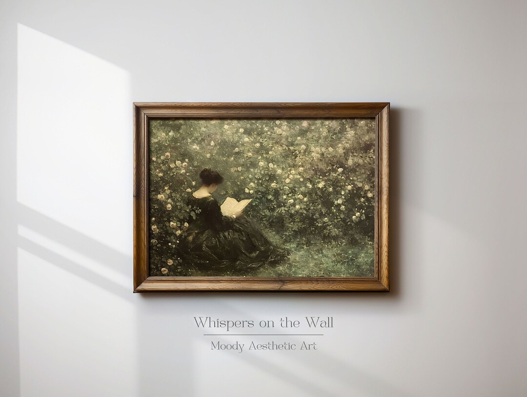 Woman Reading Art Print, Moody Spring Art, Victorian Home Decor, Book ...