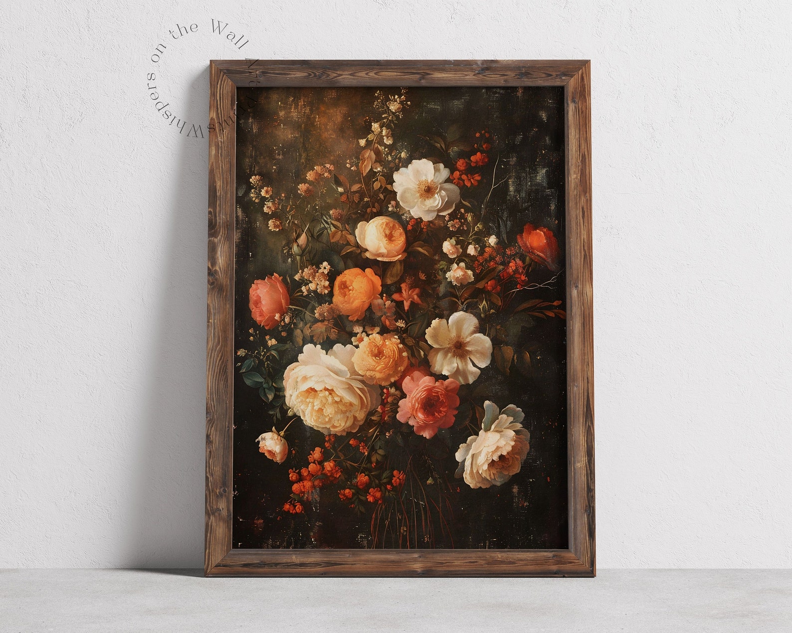 Autumn Dark Floral Painting, Moody Fall Decor, Flower Wall Art ...