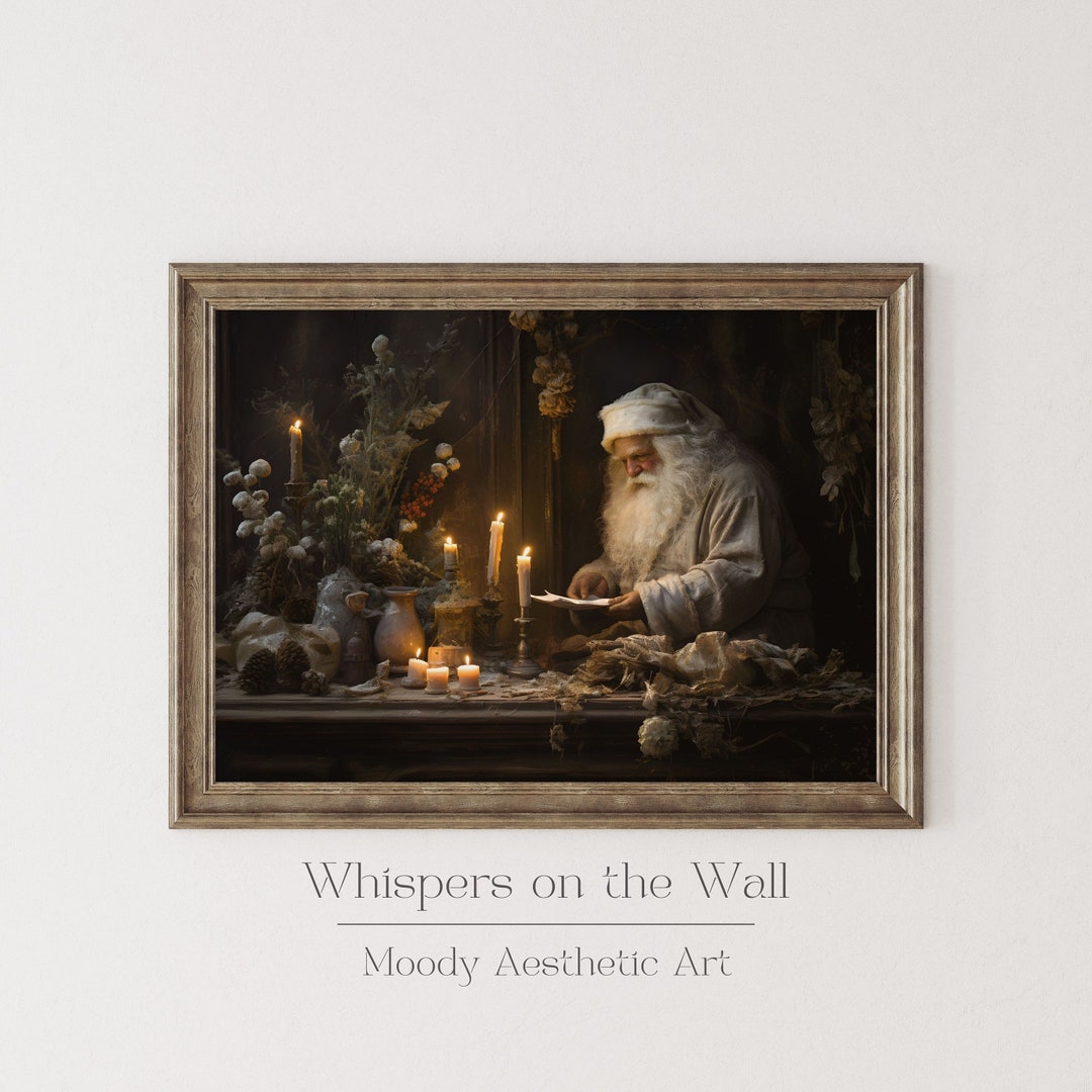 Rustic Santa Claus Print Moody Christmas Printable Wall Art Vintage ...
