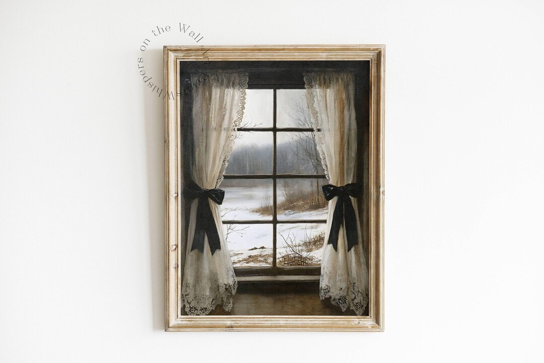 Winter Dark Coquette Painting, Christmas Printable Wall Art, Country ...