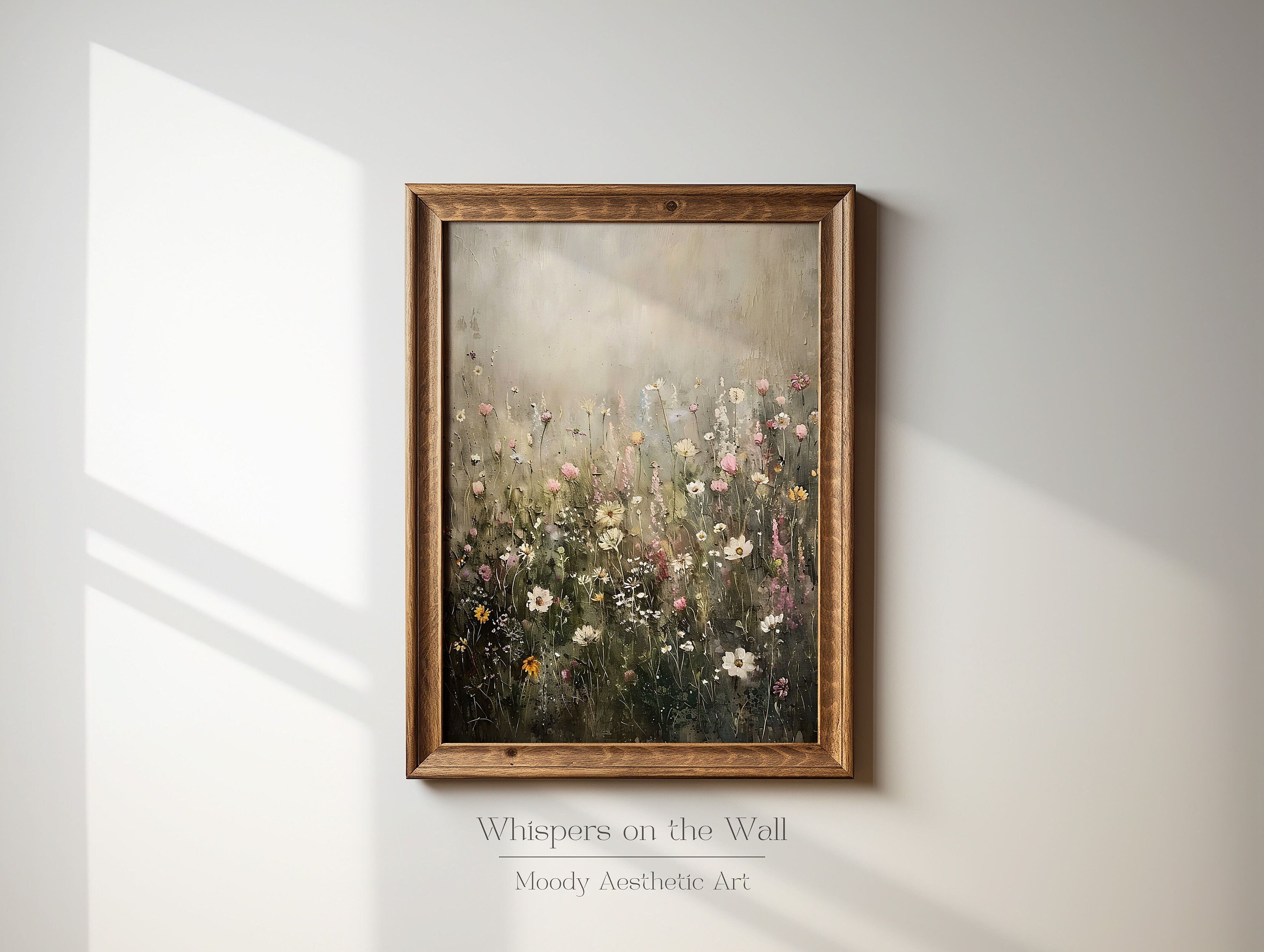 Wildflower Landscape Painting Muted Spring Wall Art Moody Digital Art ...