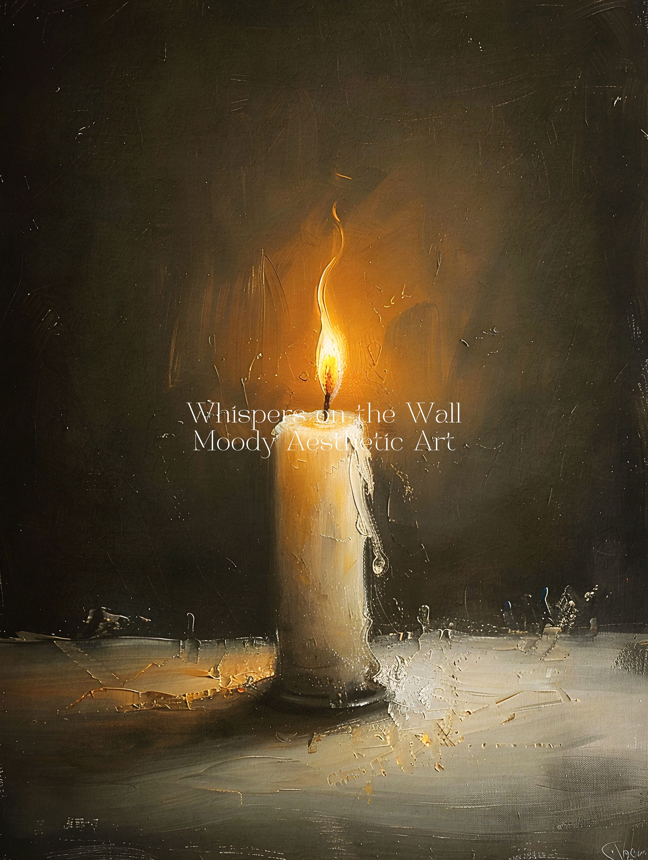 Gothic Wall Art, Dark Academia Decor, Moody Candle Digital Art, Dark ...