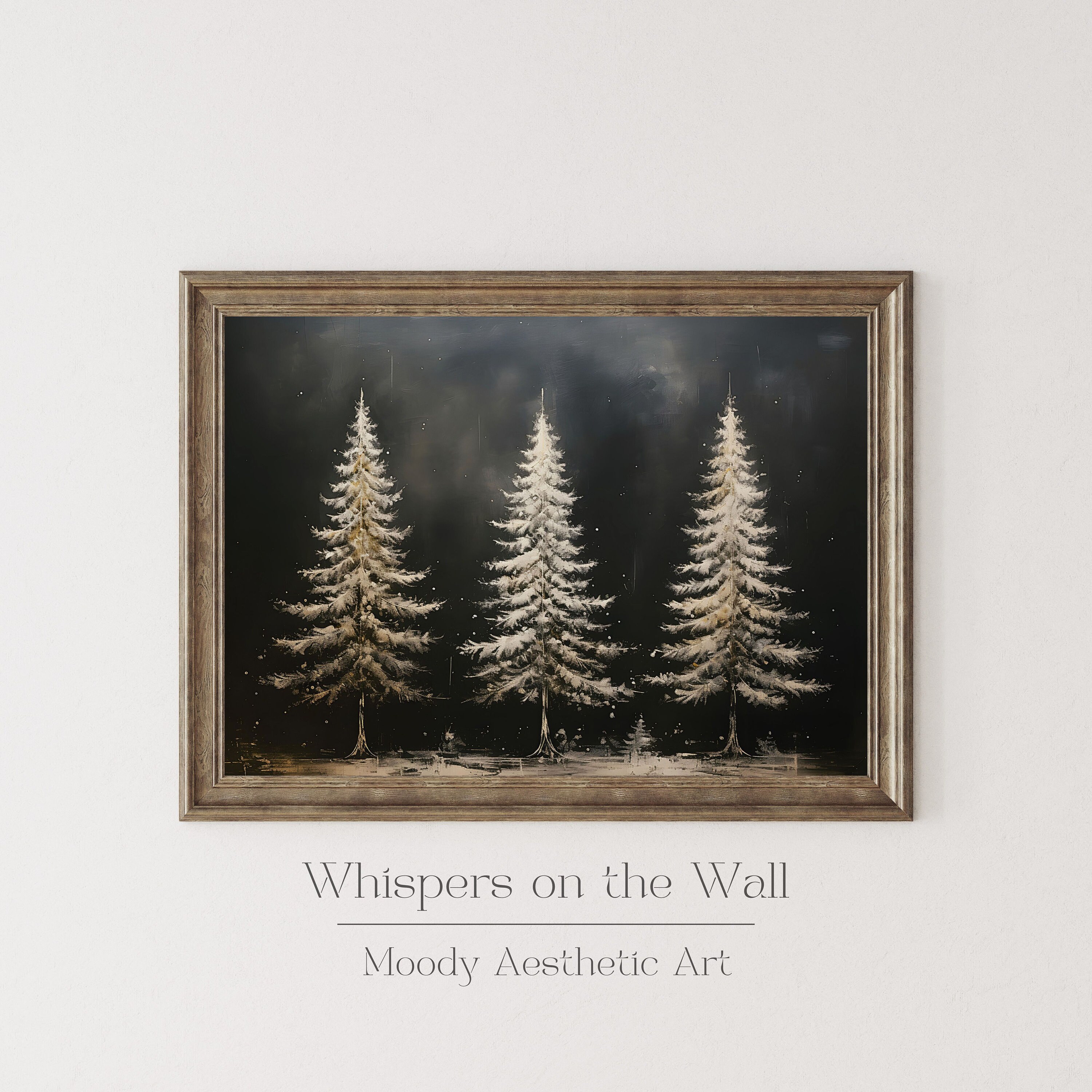 Rustic Gothic Christmas Wall Art Print Winter Pinetree Holiday Decor ...