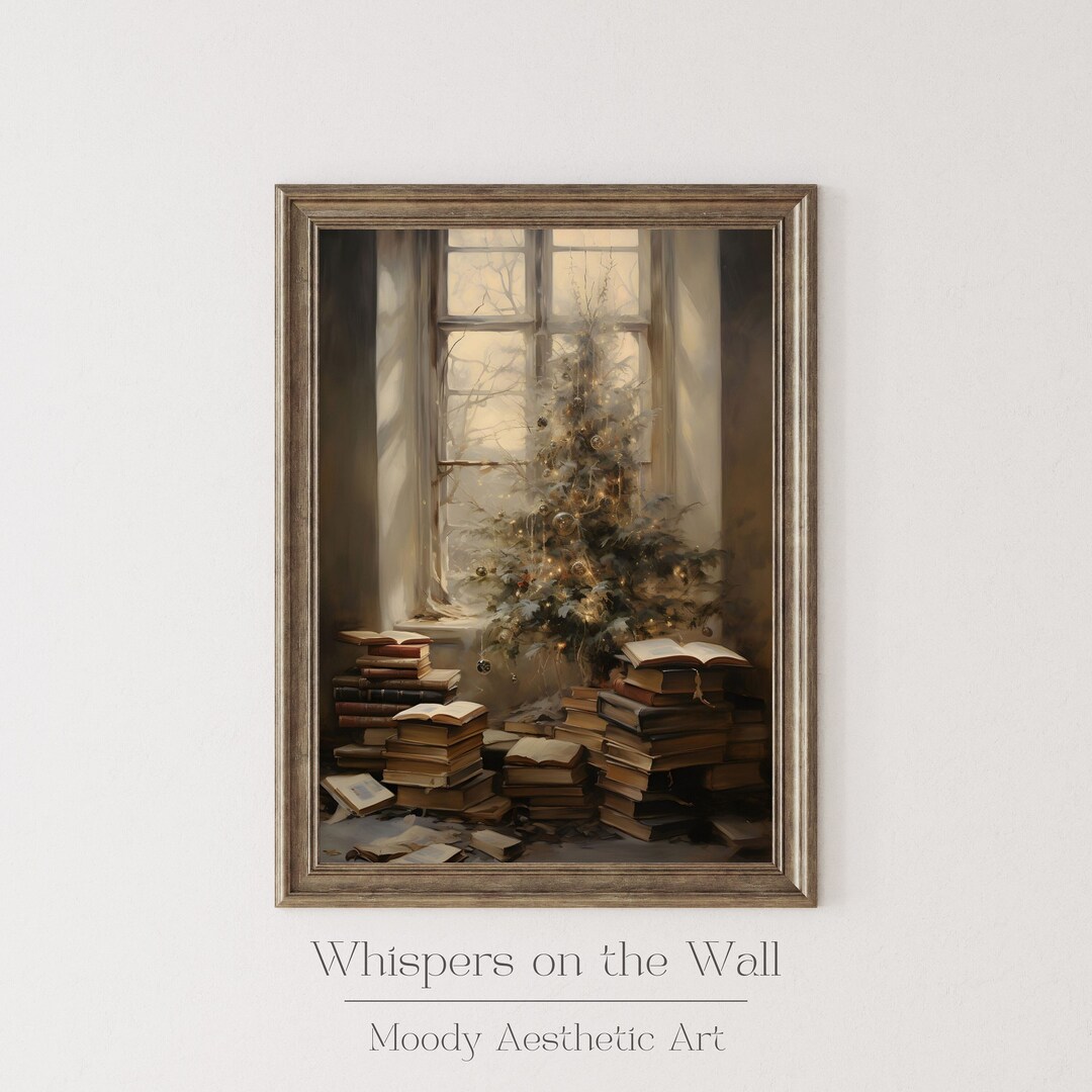 Winter Bookish Decor Vintage Christmas Printable Wall Art Light ...