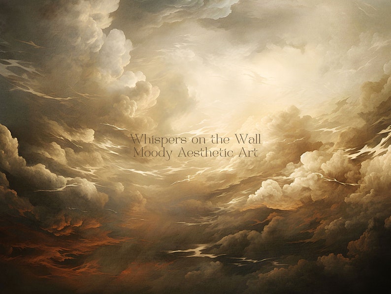 Dark Academia Cloud Study Print, Gothic Sky Wall Art, Vintage Clouds ...