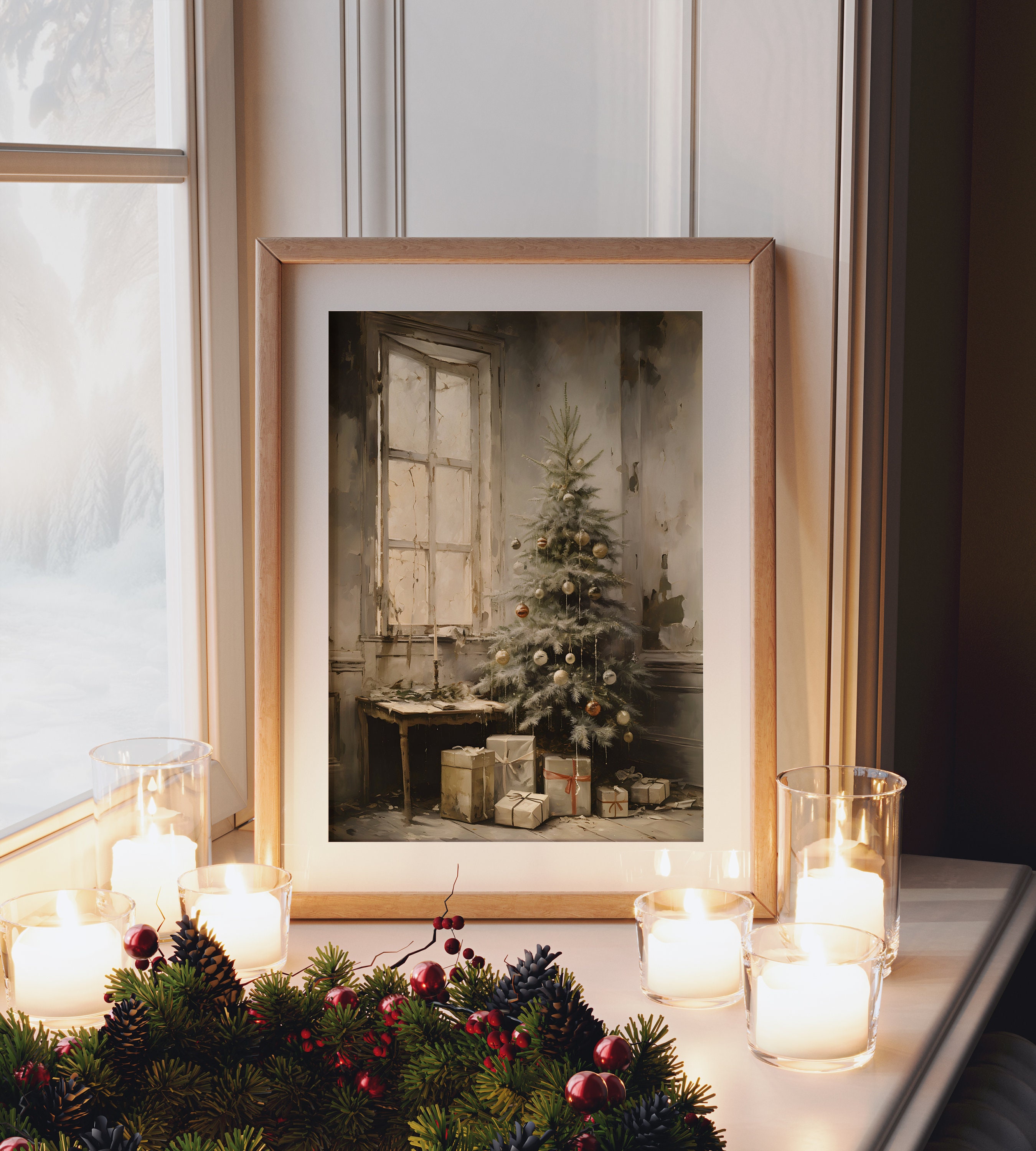 Rustic Christmas Wall Art Print Winter Holiday Decor Moody Christmas ...
