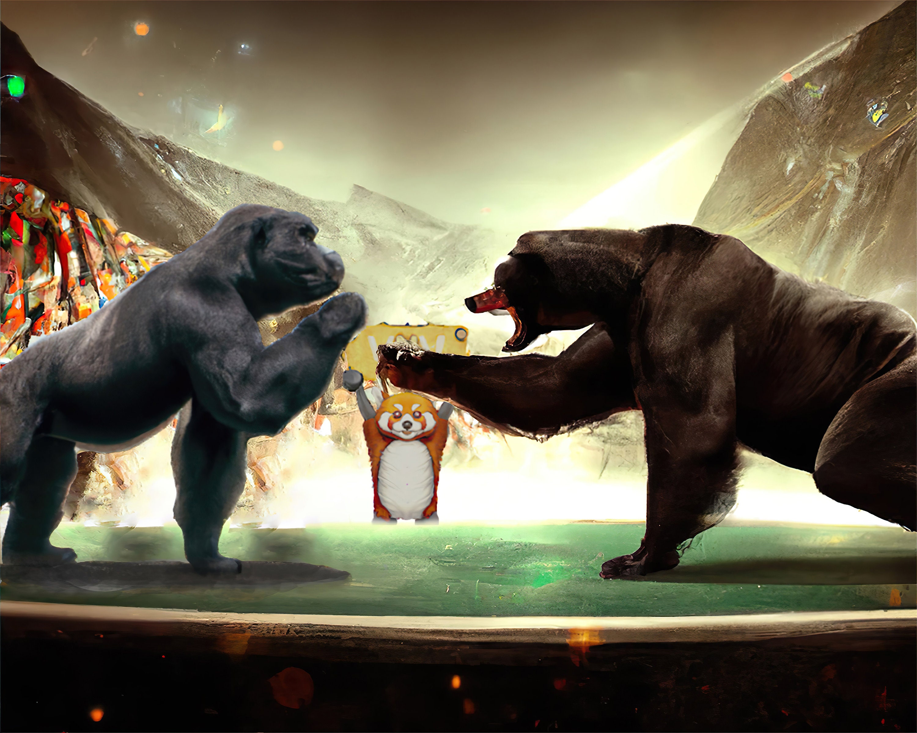 Gorilla Fighting Bear