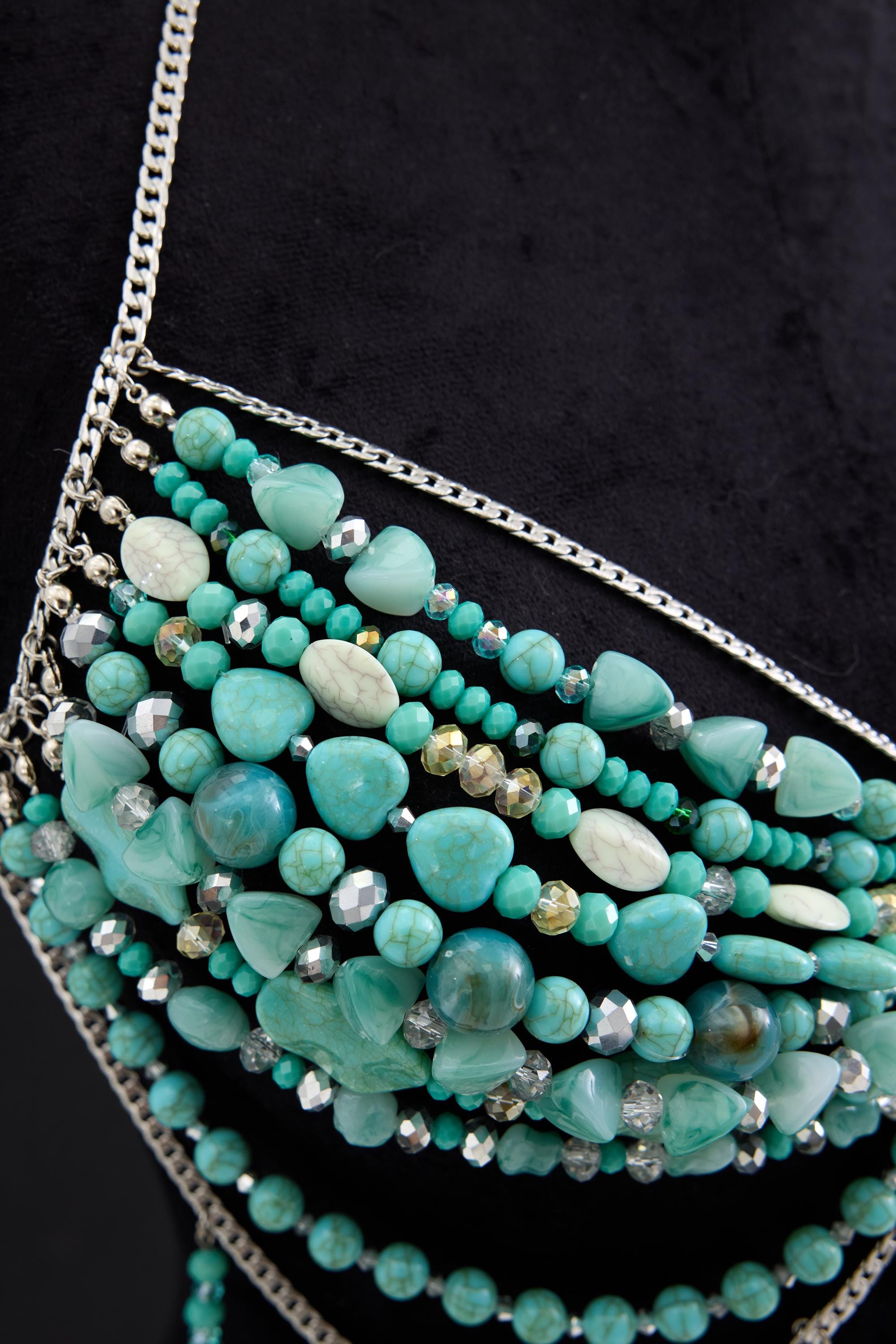 Handmade Beaded Mermaid Bra Turquoise, Beaded Rave Body Chain - Etsy