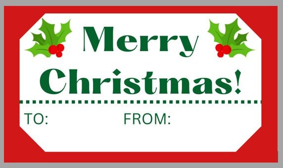 Gift Tag Sticker Printable - Merry Christmas - Red Background With ...