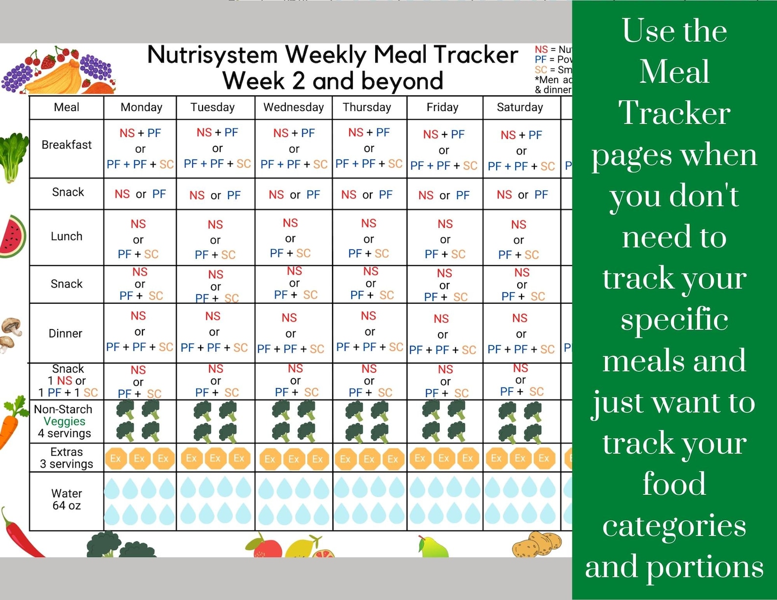 Printable Nutrisystem Meal Planner and Tracker - Instant Download ...