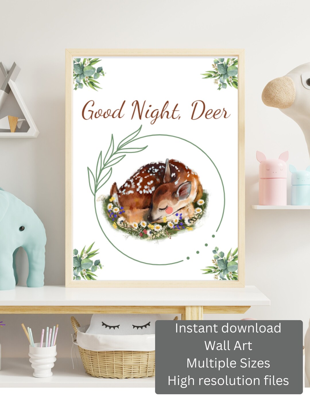 Good Night, Deer - Instant Download. Digital Printable File. Wall Art ...
