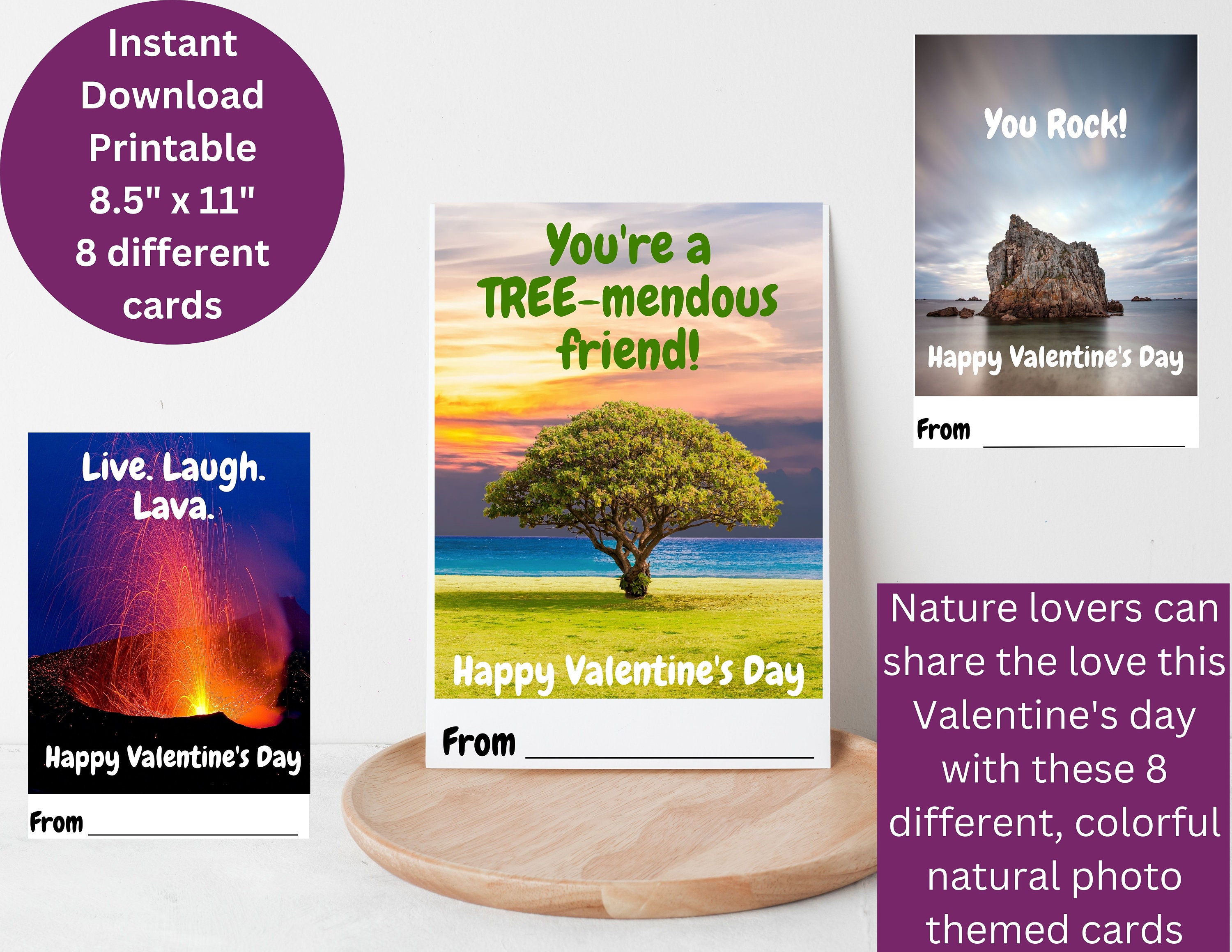 Printable Valentine's Cards - Nature-themed Photos With Puns - Instant ...