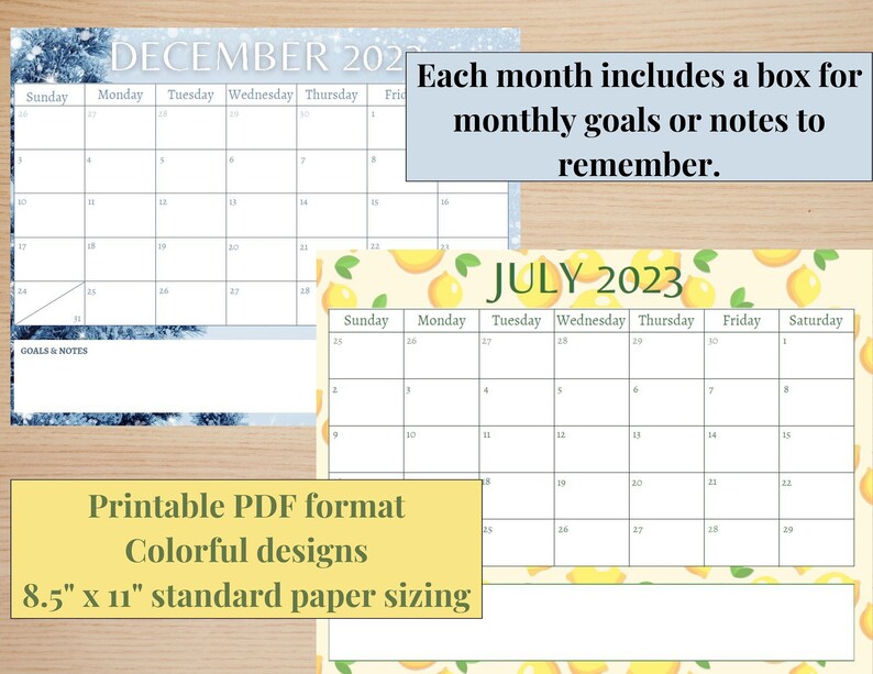 Printable 2023 Monthly Calendar - Holiday/seasonal Themes by Month ...