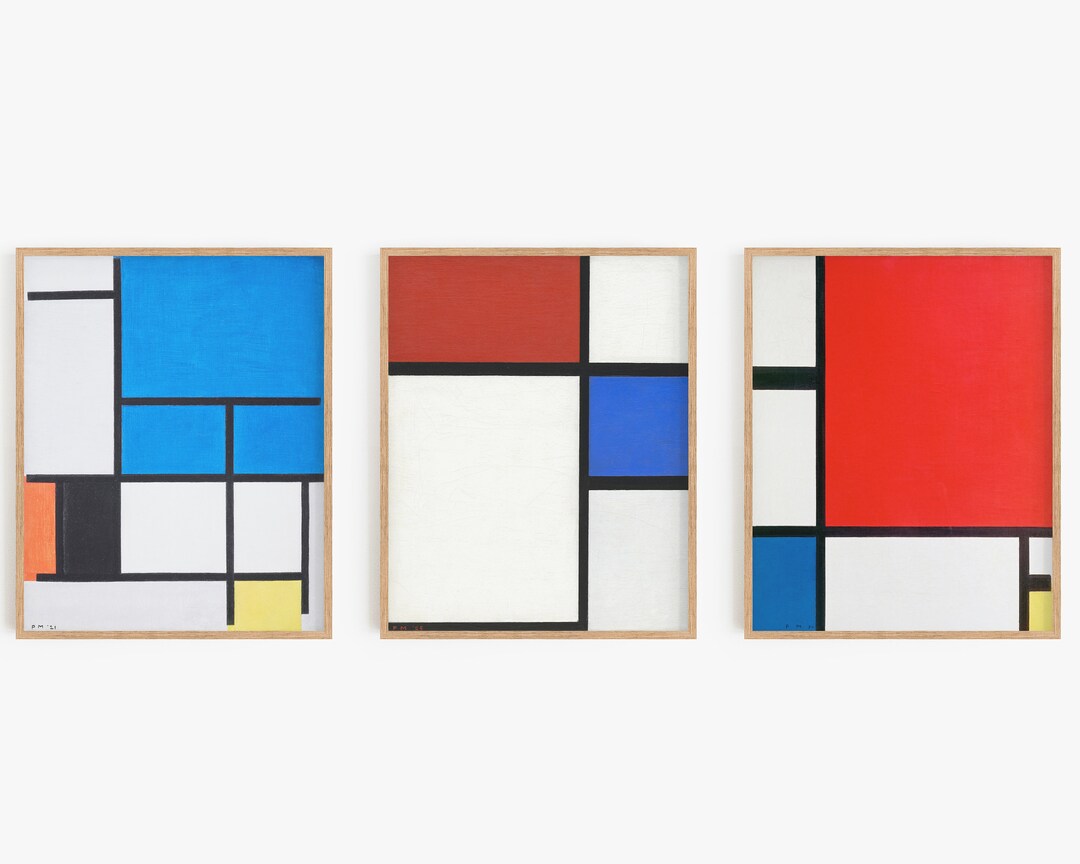 Piet Mondrian Poster 3er Set, Moderne Galerie Wand Set, Piet Mondrian ...