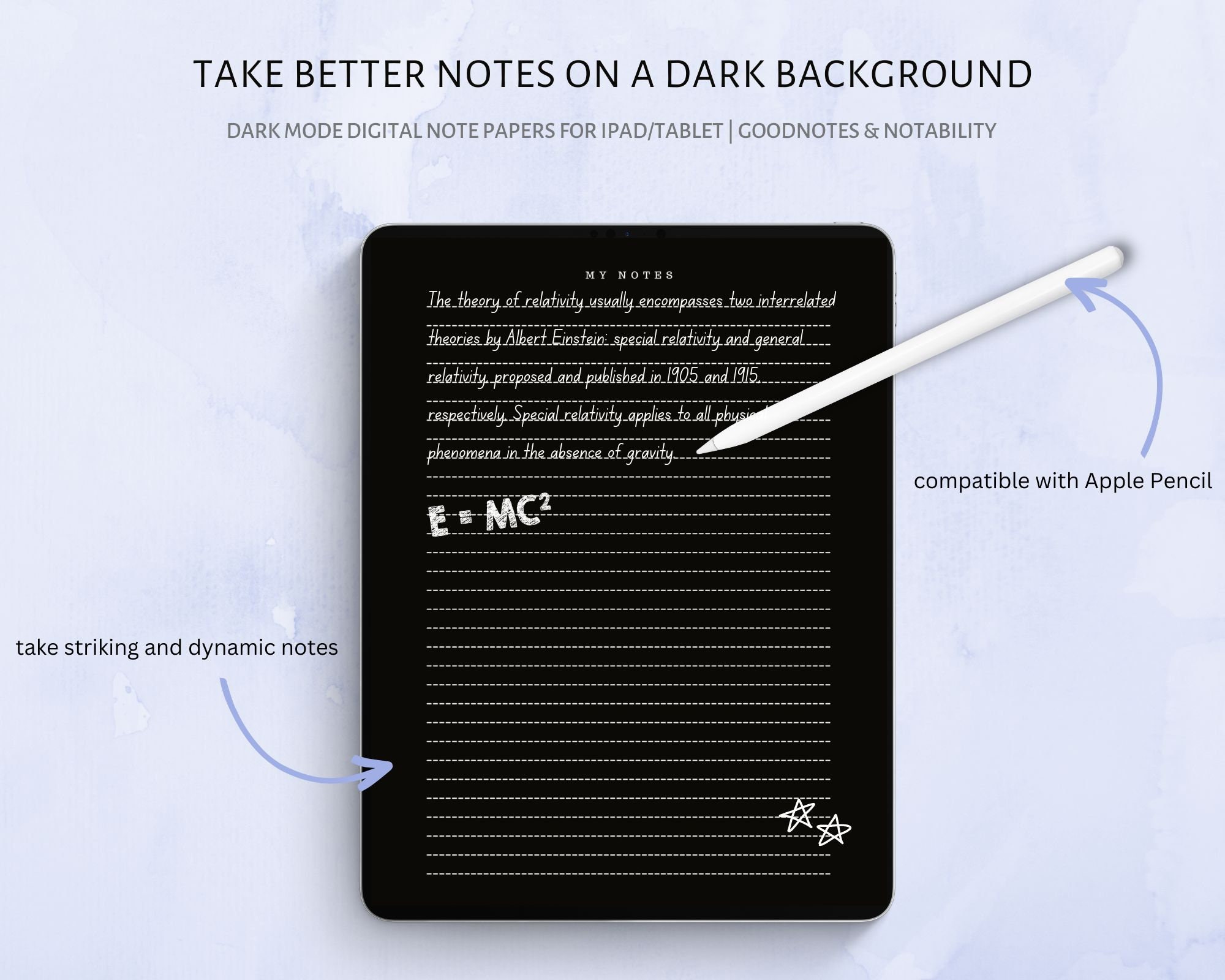 Digital Note Paper, Dark Mode, Lined, Dotted, Note Templates | for iPad ...