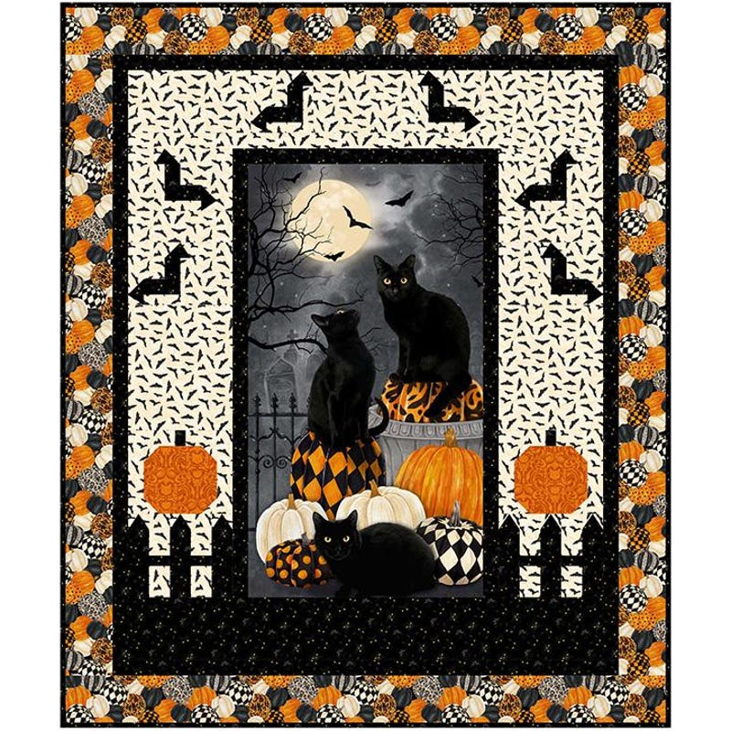 Northcott black cat caper panel - Etsy.de