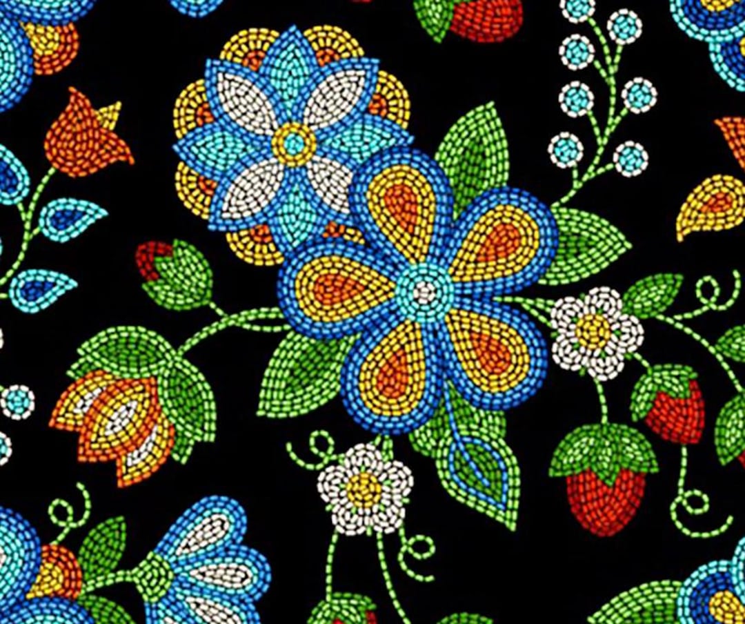 Native Beadwork Fabric 1/2 Yard, 594-black by Elizabeth's Studio ...