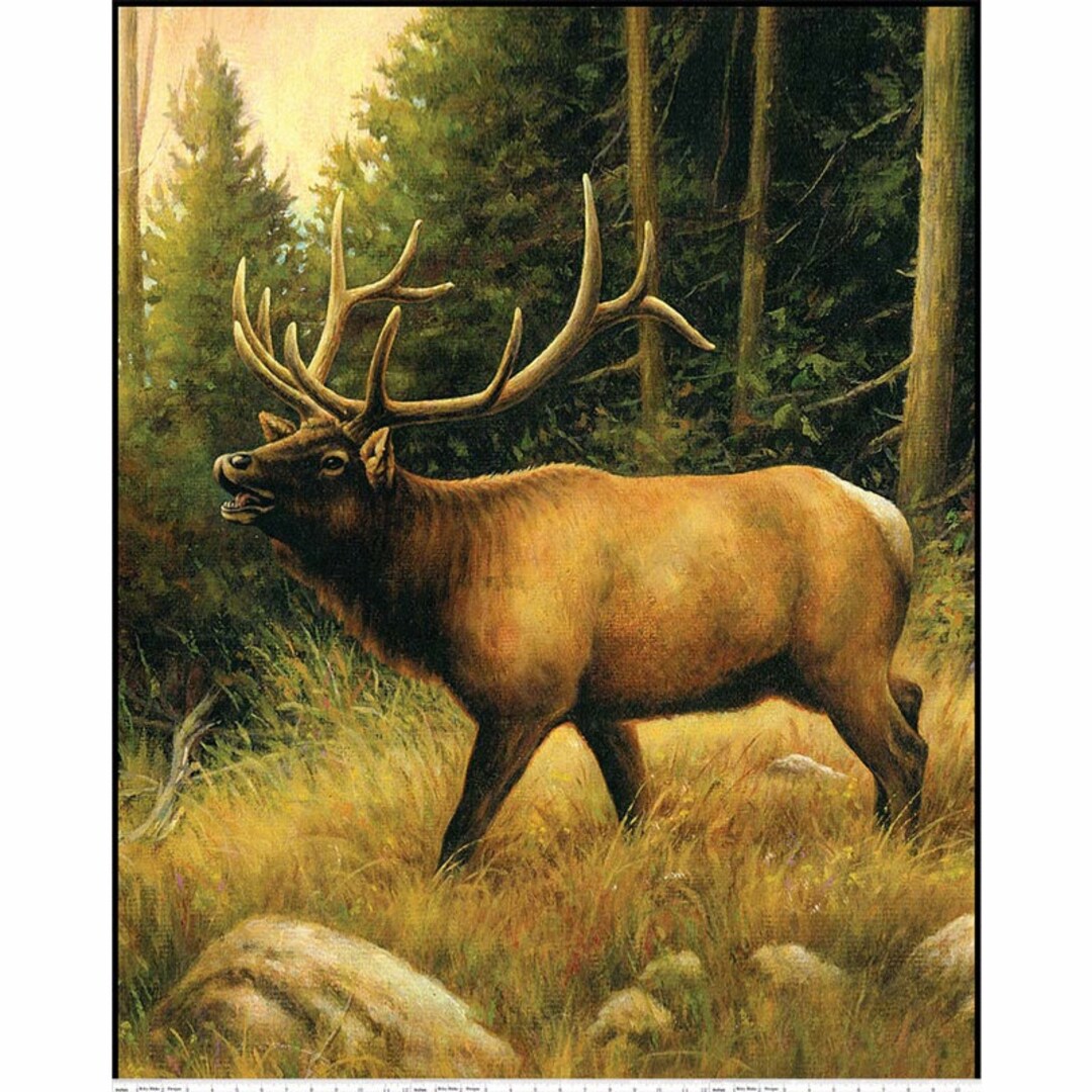 Elk Fabric Panel 36x44, Elk Bugling, PD6480-ELK, Penny Rose Fabrics ...