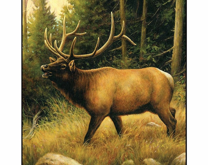 Elk Fabric Panel 36"x44", Elk Bugling, PD6480-ELK, Penny Rose Fabrics ...