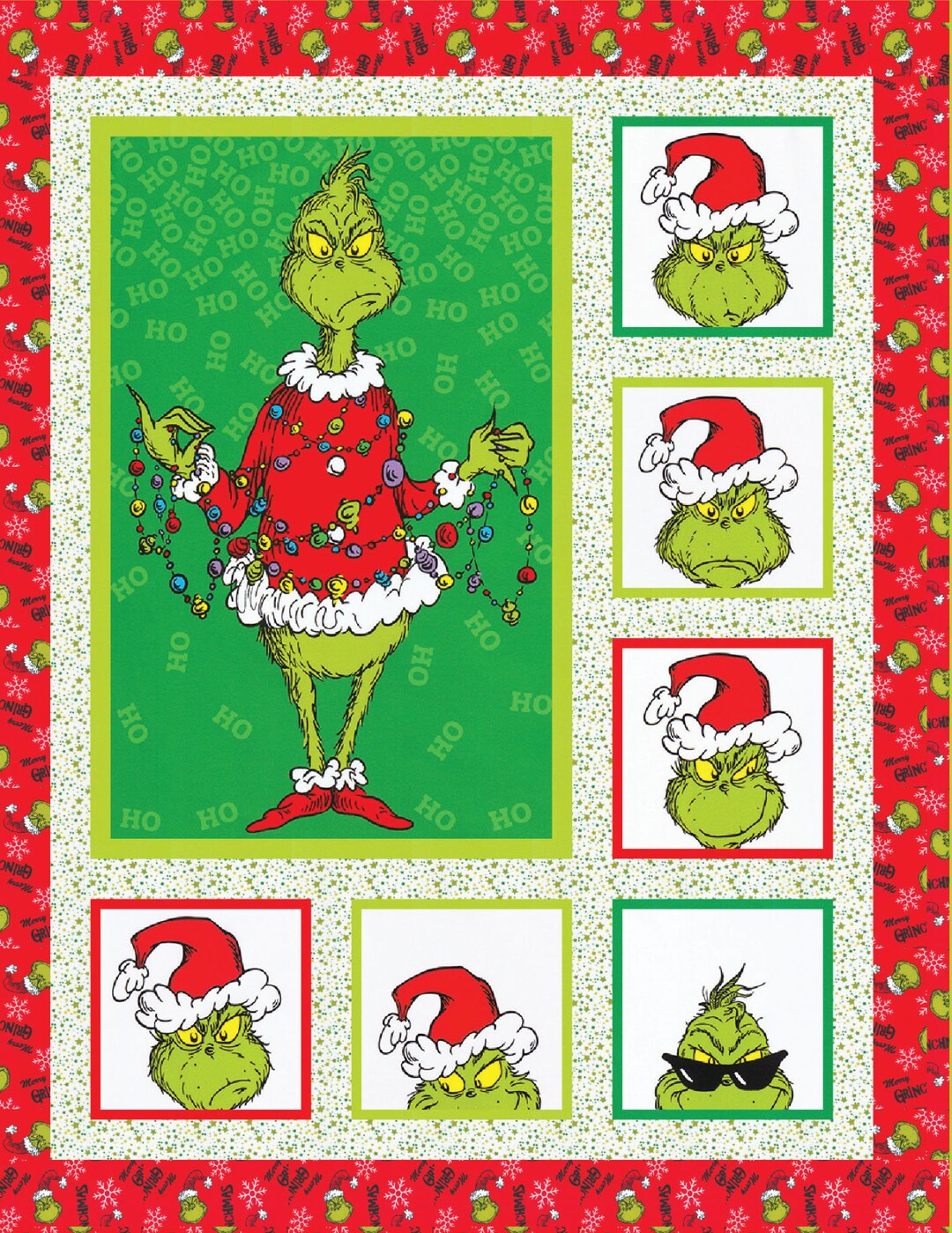 Christmas Mischief Grinch Quilt Kit 49"x62", Grinch Fabrics by Robert ...