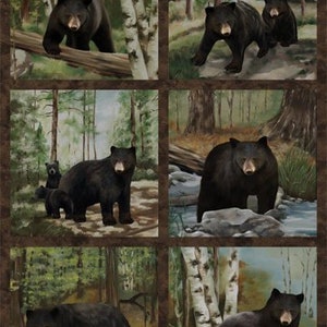 Woodland Bears Flannel Quilt Kit, Black Bear Lodge by Northcott (73"x87 ...