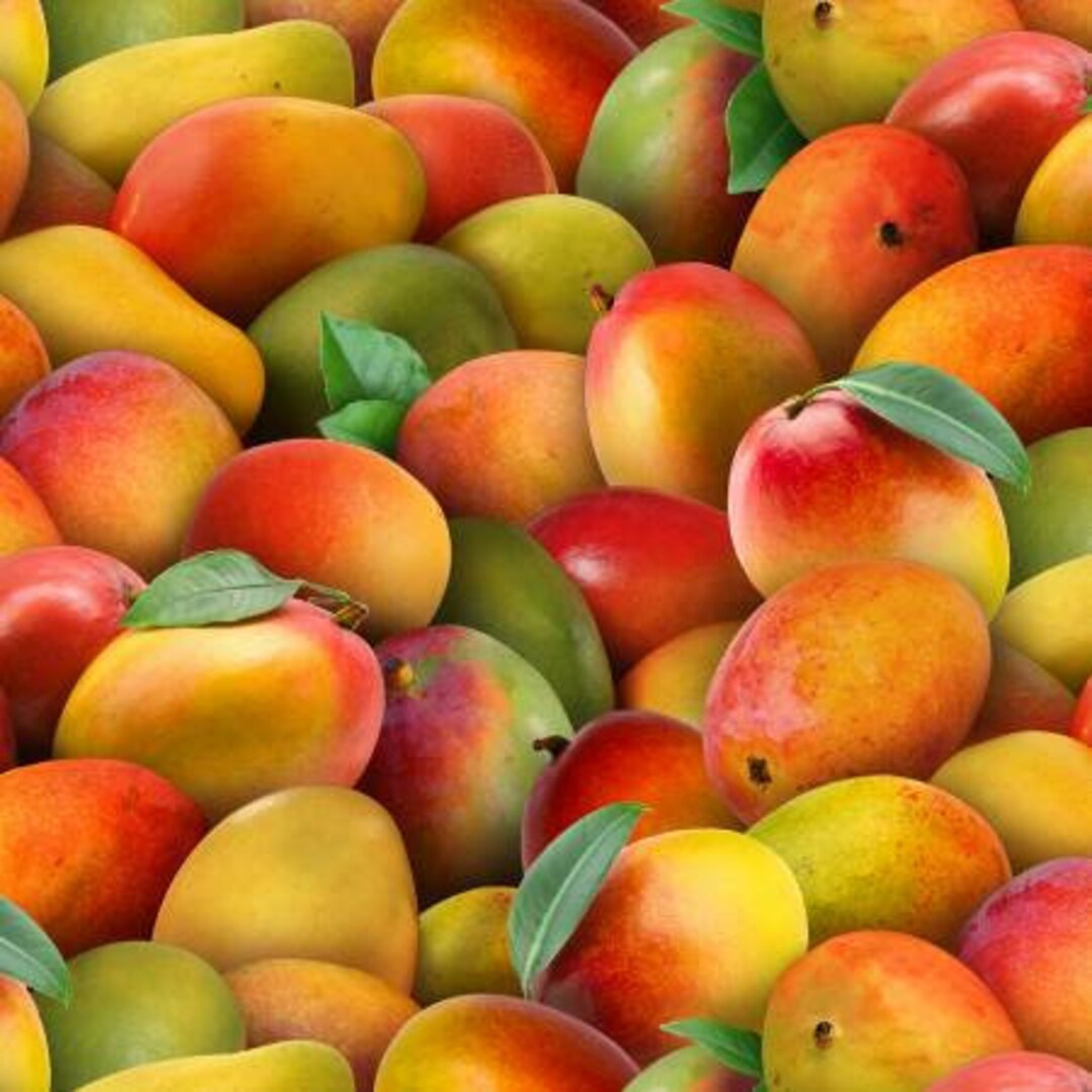 Mangos Fabric, Sold by the Half Yard, Elizabeth Studios, Food Fabrics ...