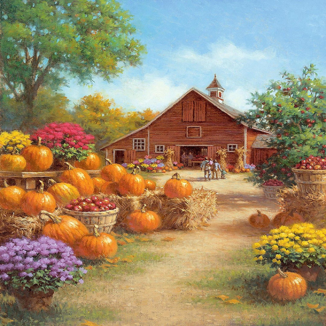 Barn Pumpkin Panel 36"x43", ML3192 David Textiles, Fall Pumpkin Fabric ...