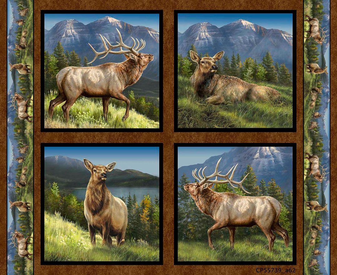 Elk Pillow Panel 43"x36", Elkmont Ridge by Wild Wings CP55739, Elk ...