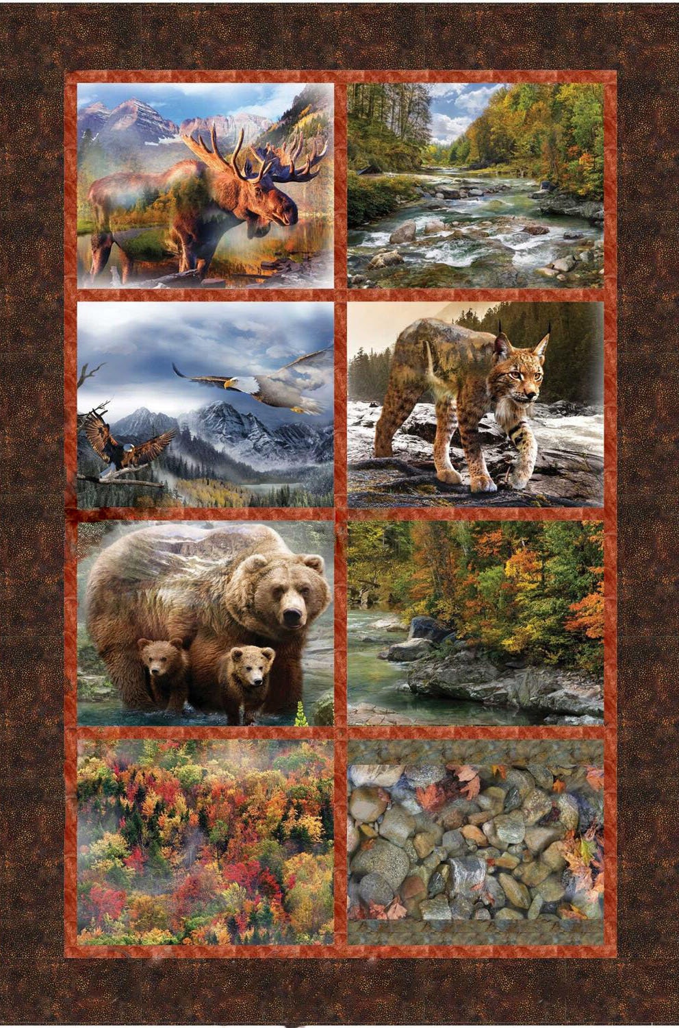 Quilt Kit 41”x67", Call of the Wild Fabrics by Hoffman, Moose Bobcat ...