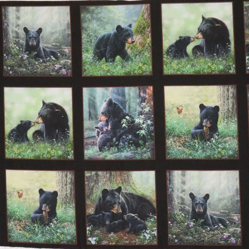 Black Bear Quilt Panel - Etsy